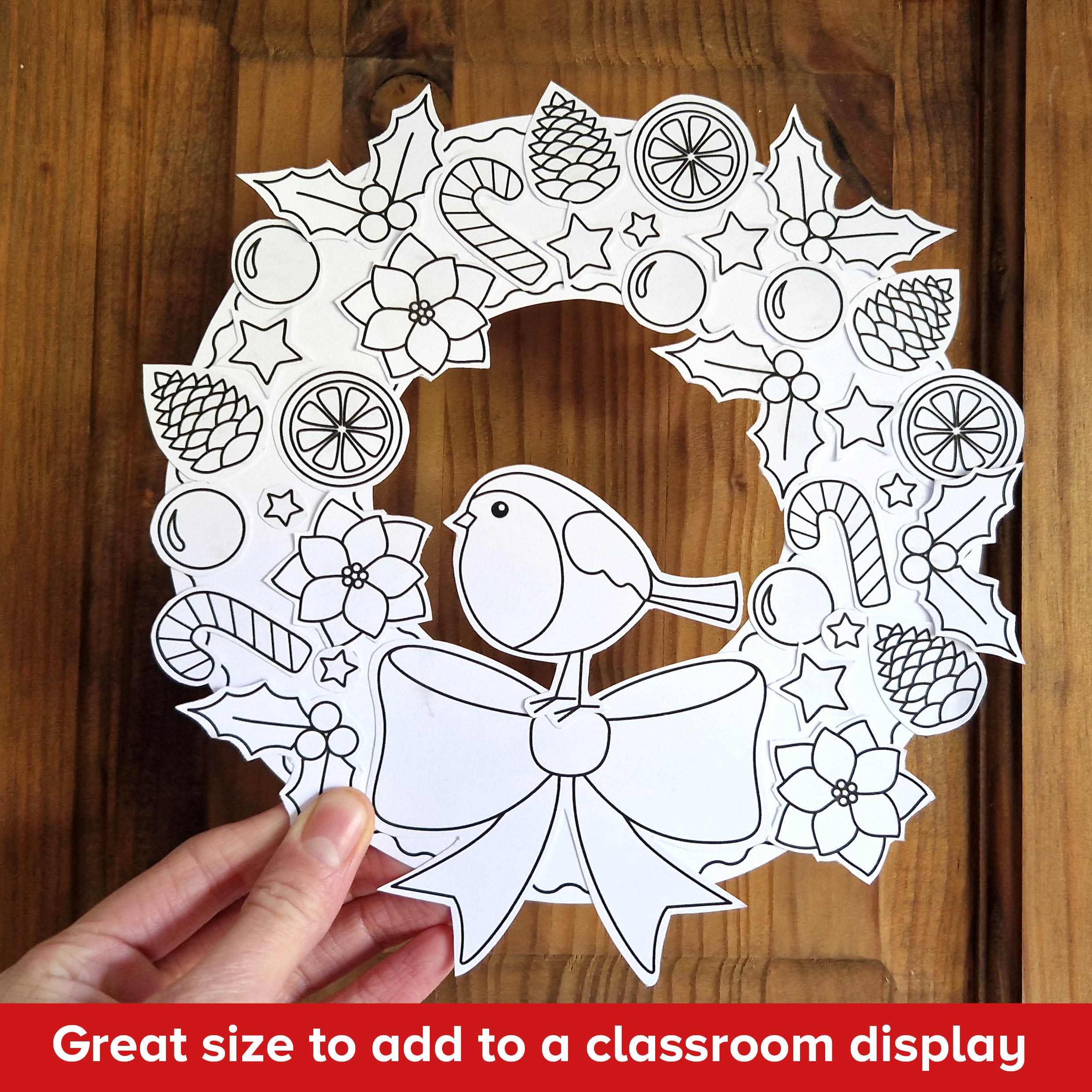Christmas Wreath Cut & Paste Craft, DIY Xmas Decoration Color and Build ...