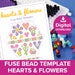 Valentine's Fuse Bead Template, Best Friend BFF Love Craft Gift, Hearts ...