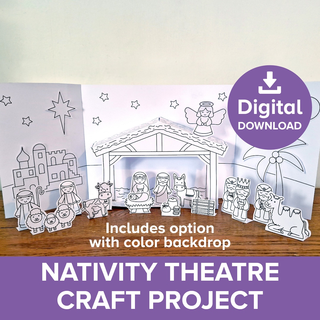 Christmas Nativity Theatre Craft, Xmas Story 3D Coloring Scene, Build ...
