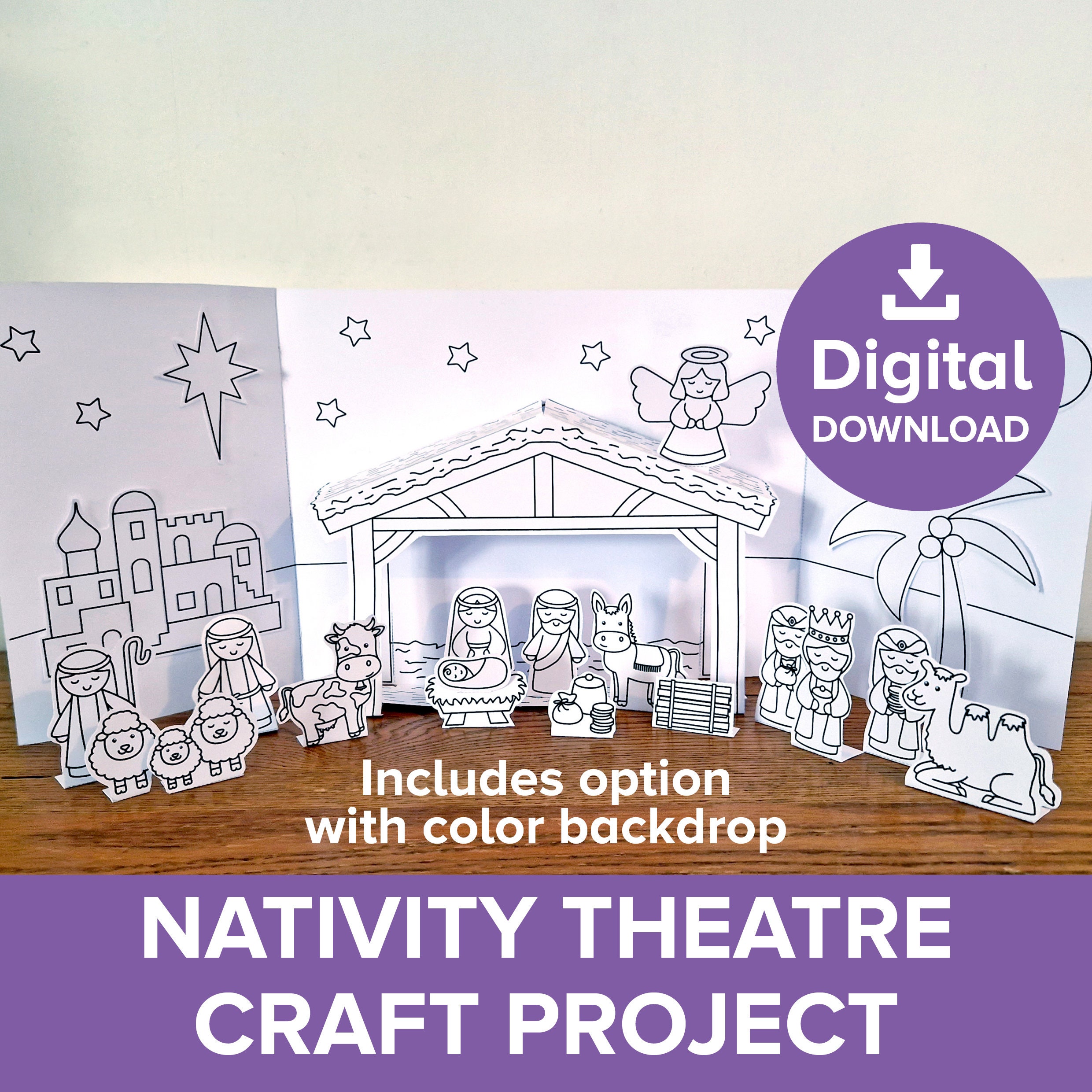 Christmas Nativity Theatre Craft, Xmas Story 3D Coloring Scene, Build ...