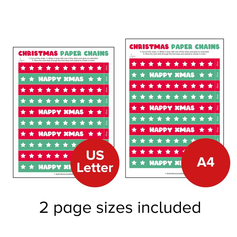 Christmas Paper Chain Coloring Craft, DIY Handmade Xmas Decoration ...