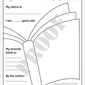 My Favorite Book Worksheet, Kids Drawing Prompt Reading Activity Page ...