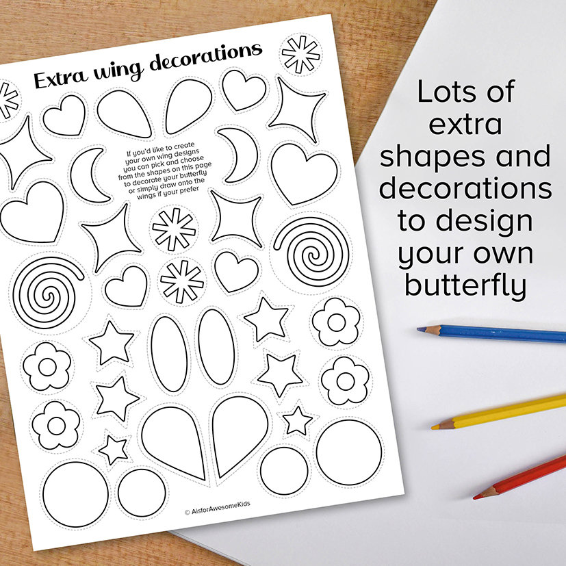 Butterfly Cut & Paste Craft Printable, Spring Bug Color and Build Kit ...
