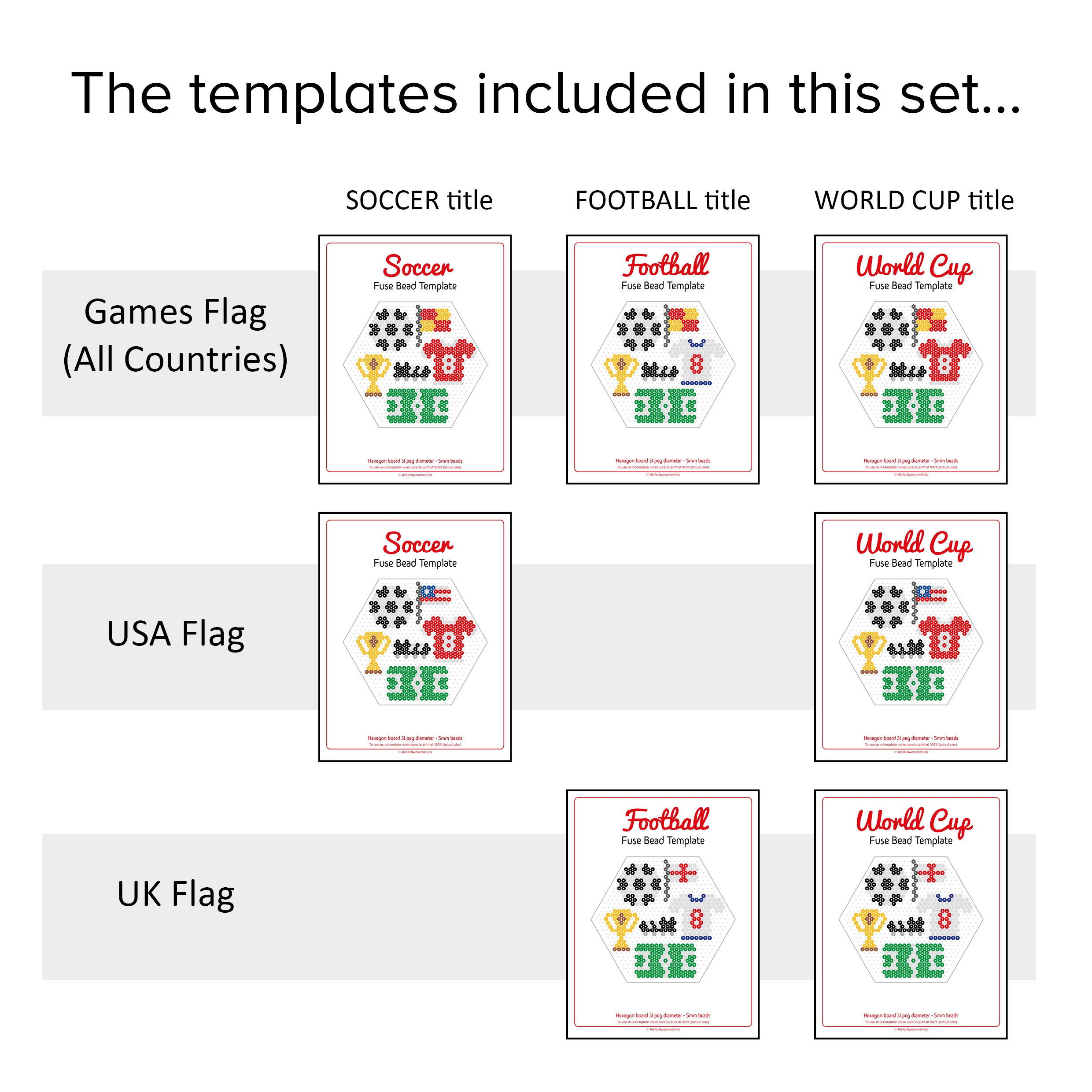 Soccer Football Fuse Bead Template, World Cup Ball Game Sport Pattern ...