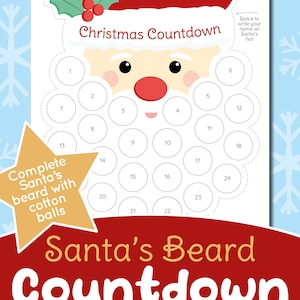 Santa's Beard Cotton Ball Craft, Children's Christmas Countdown Advent ...