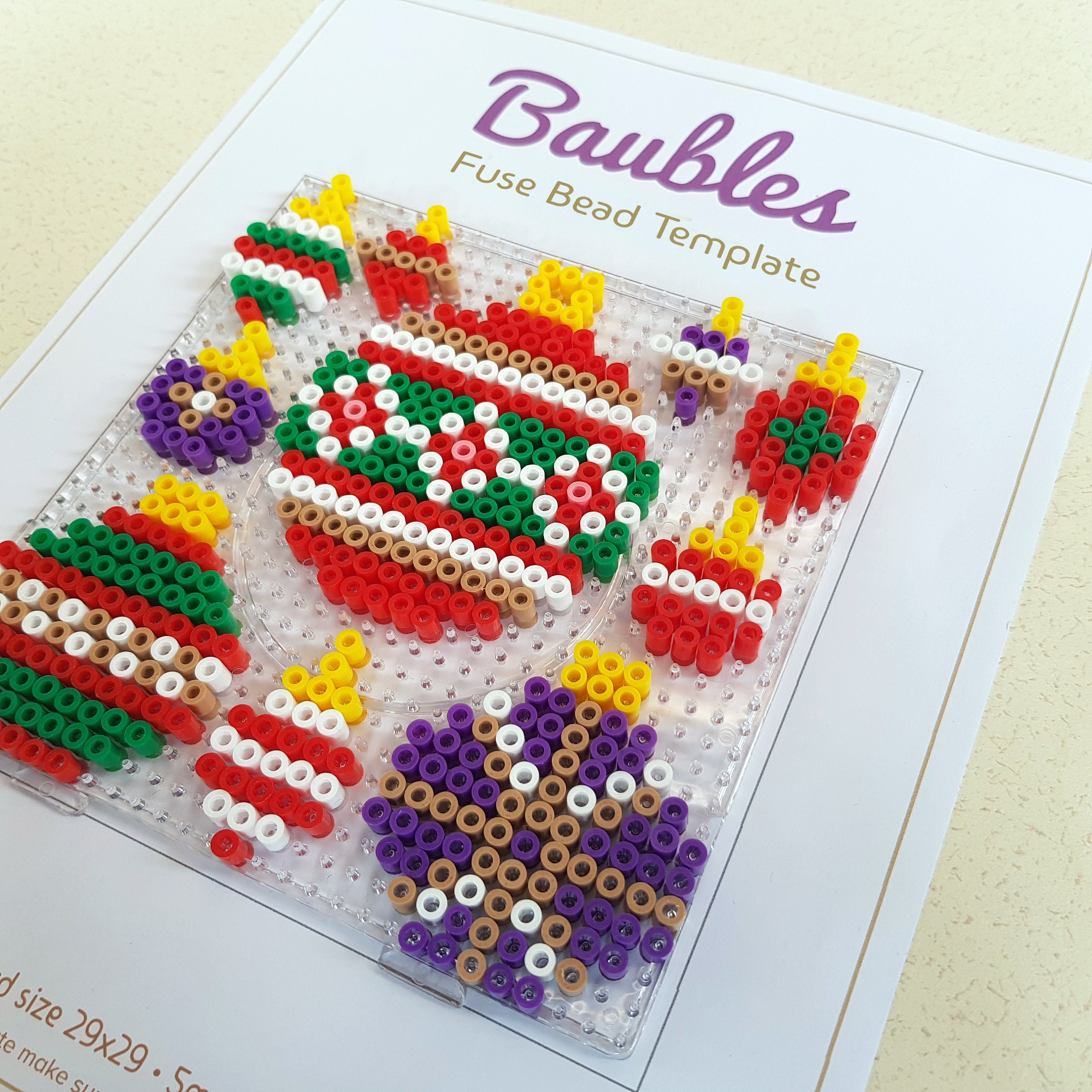Christmas Baubles Fuse Bead Template, Xmas Tree Decoration Craft ...