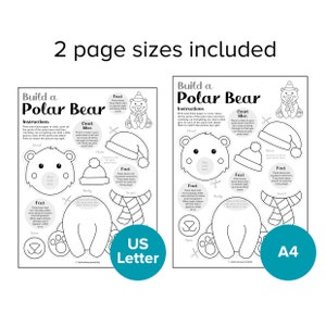 Polar Bear Cut & Paste Craft, Christmas Color and Build Kit, Paper Doll ...