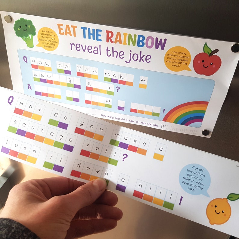 Eat the Rainbow Childrens Healthy Eating Reward Chart, Kids Jokes Track ...