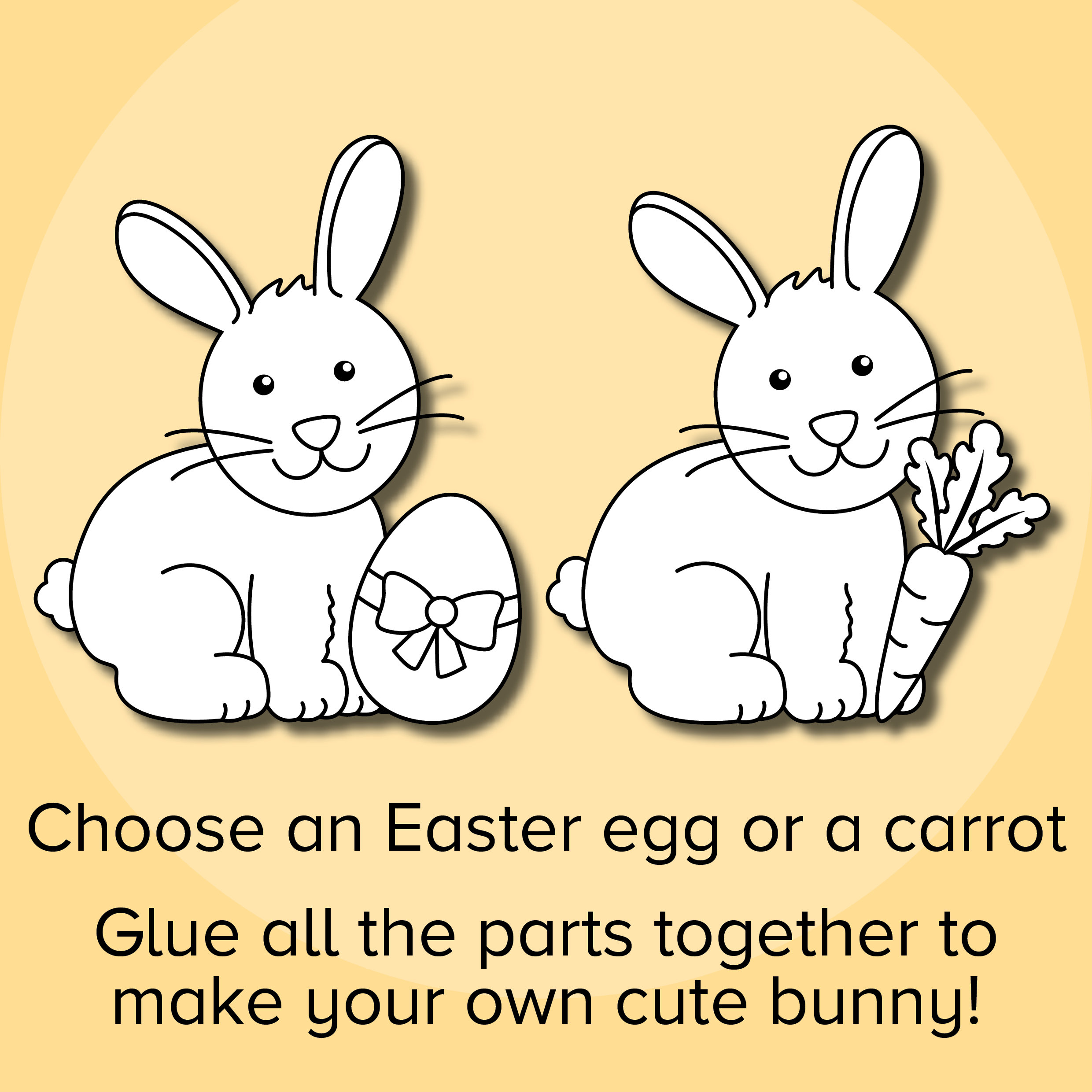 Easter Bunny Cut & Paste Craft Printable, Build a Rabbit Coloring ...
