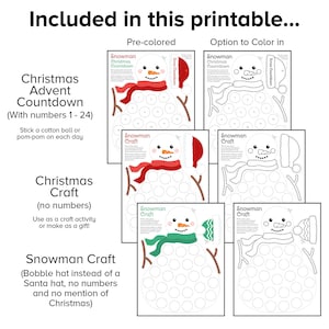 Snowman Christmas Countdown Advent Calendar, Children's Cotton Ball ...