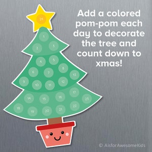 Christmas Tree Countdown Advent Calendar, Kids Pom-pom Xmas Craft ...