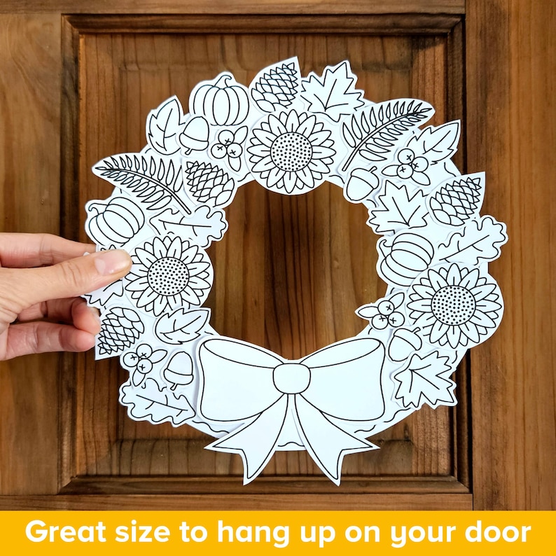 Fall Wreath Cut & Paste Craft, Autumn Harvest Festival Paper Door ...