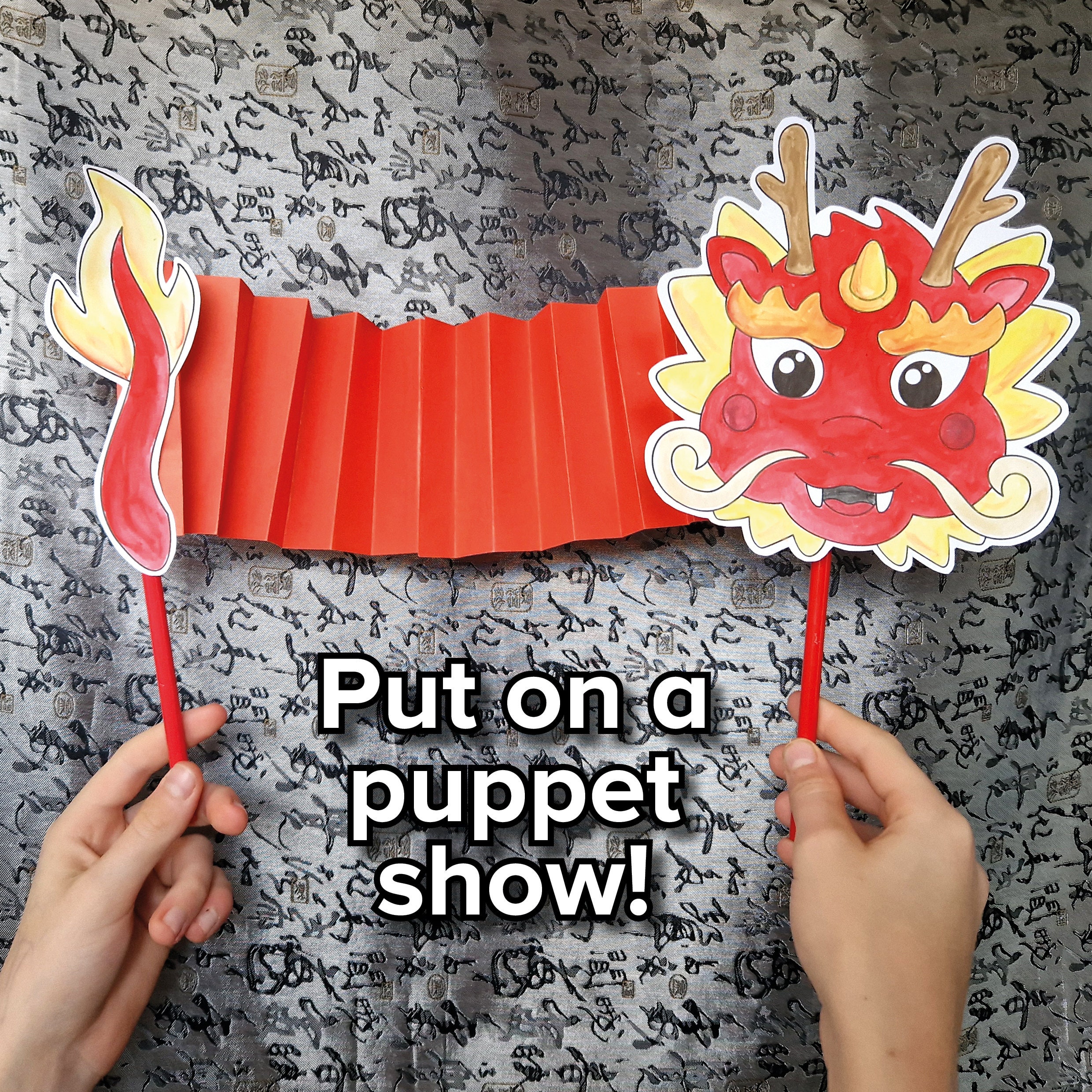 Chinese Dragon Coloring Craft Printable, Year of the Dragon Puppet Show ...