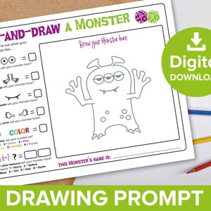 Roll & Draw a Monster Drawing Prompt Activity Kids Halloween - Etsy