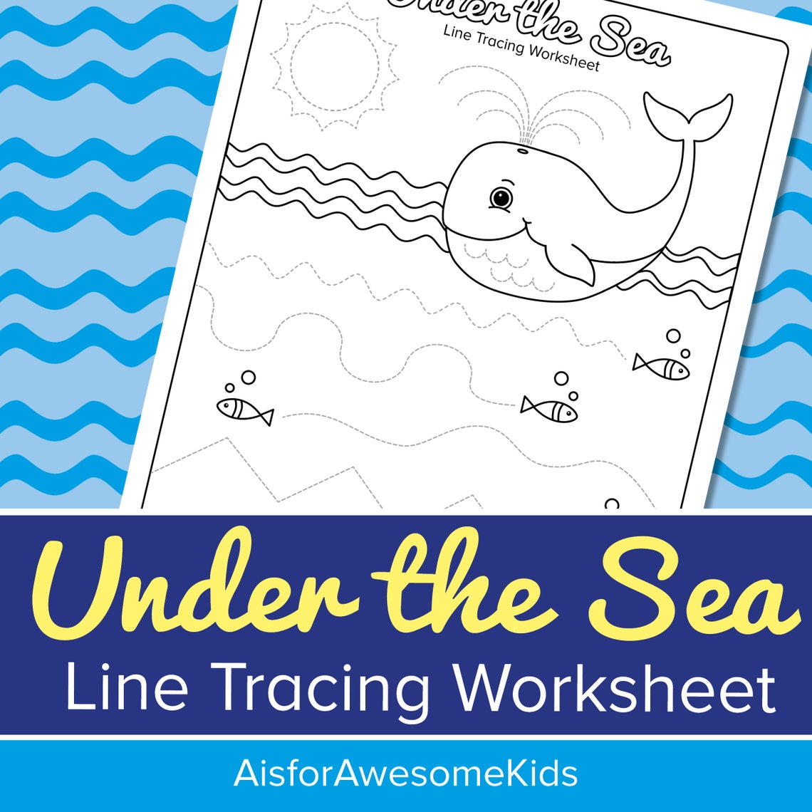 Under the Sea Line Tracing Worksheet Kids Whale Coloring - Etsy UK