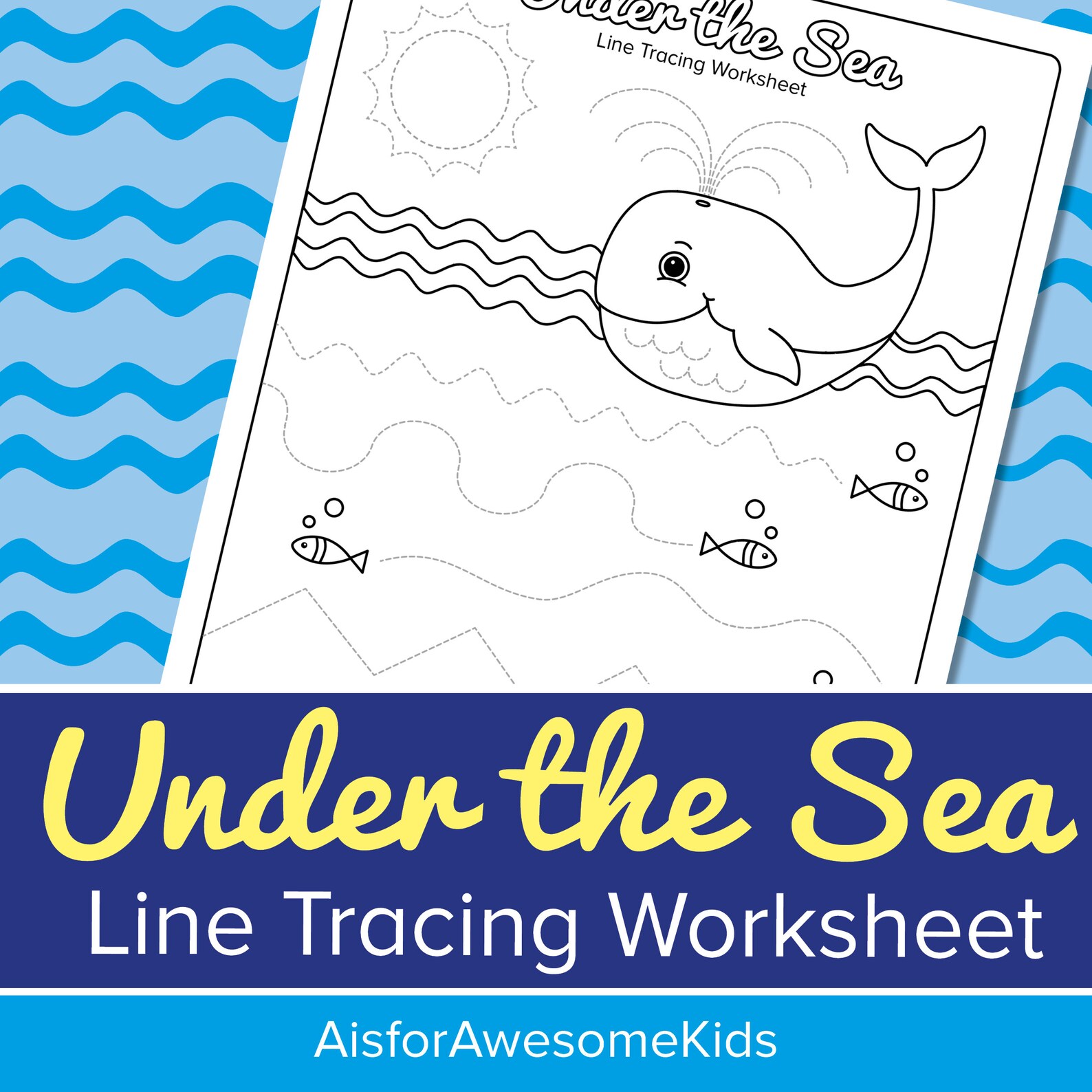 Under the Sea Line Tracing Worksheet, Kids Whale Coloring Pencil ...