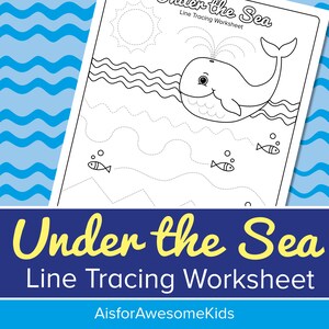Under the Sea Line Tracing Worksheet, Kids Whale Coloring Pencil ...
