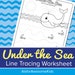 Under the Sea Line Tracing Worksheet, Kids Whale Coloring Pencil ...