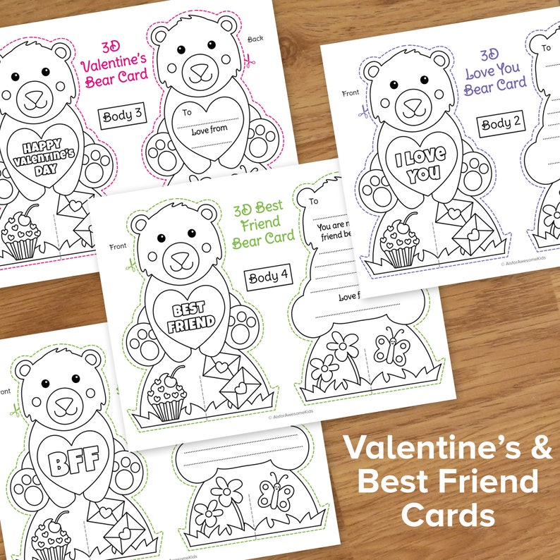 3D Bear Card Coloring Craft, Best Friends Love Note Kit, Mothers ...