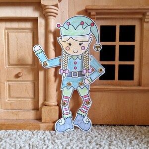 Christmas Elf Split Pin Craft, Cut & Color Xmas Build Kit, Santa's ...