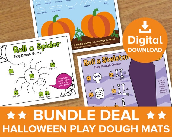 Halloween Play Dough Mat Bundle Kids Spooky Playdough Doh - Etsy