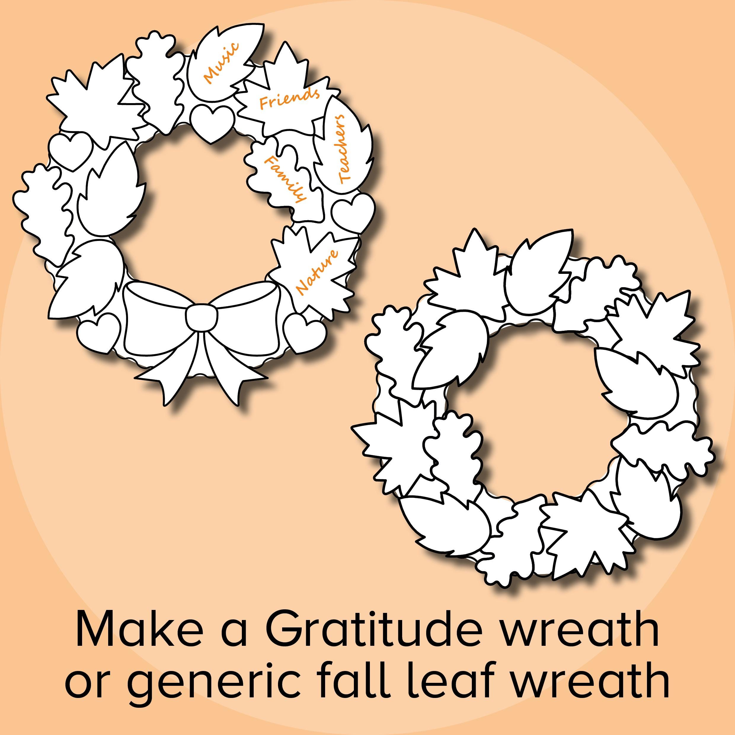 Gratitude Wreath Cut & Paste Craft, Thanksgiving Coloring Page ...
