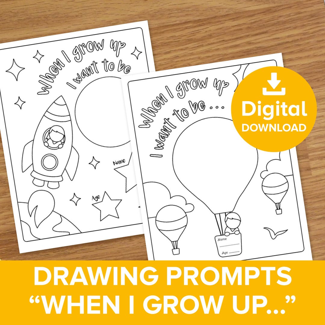 When I Grow up Worksheet, My Dream Job Drawing Prompt Poster, Childrens ...