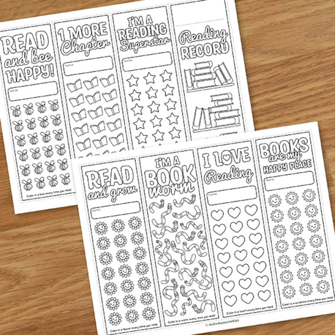 Reading Tracker Bookmarks, Children's Book Challenge Worksheet, Kids ...