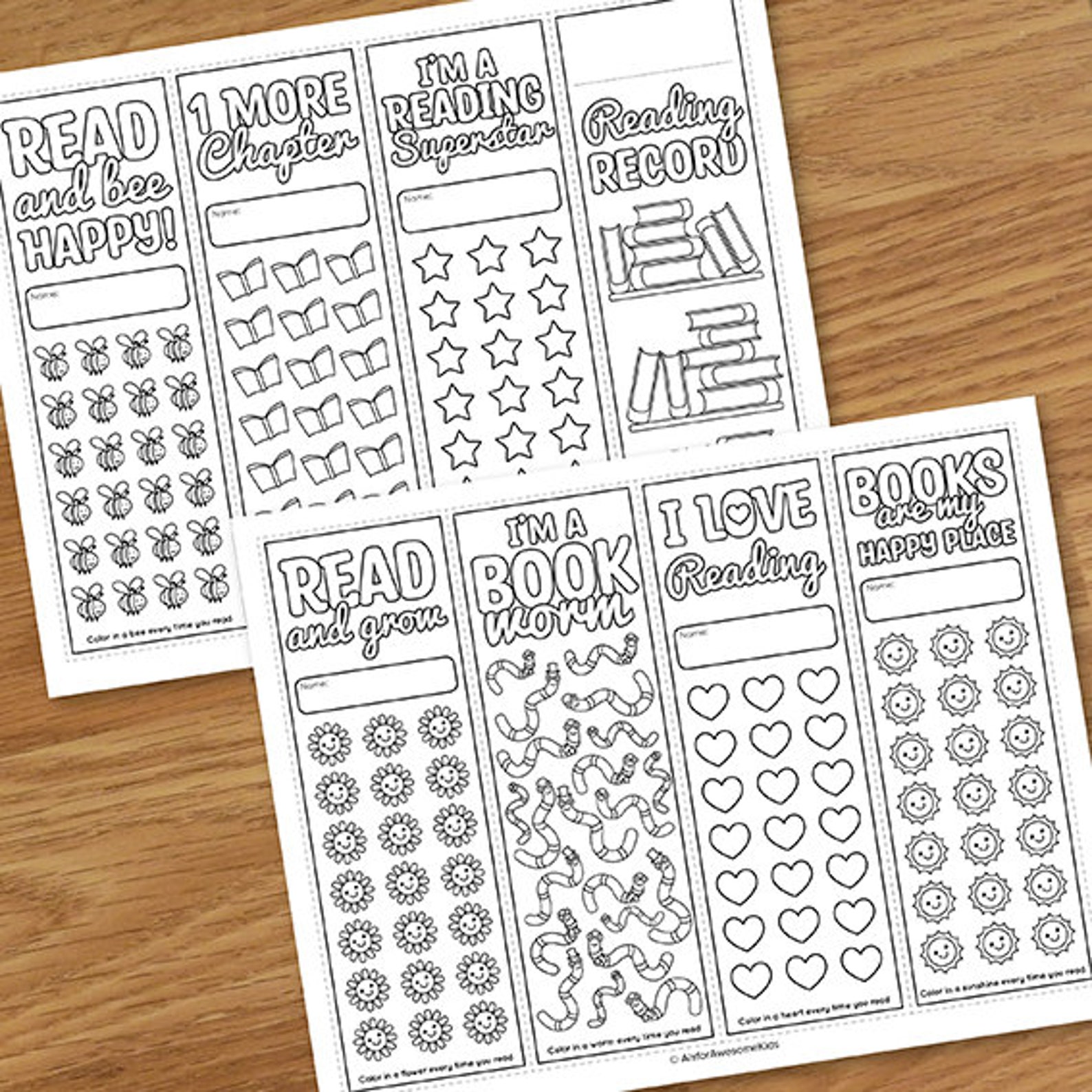 Reading Tracker Bookmarks, Children's Book Challenge Worksheet, Kids ...