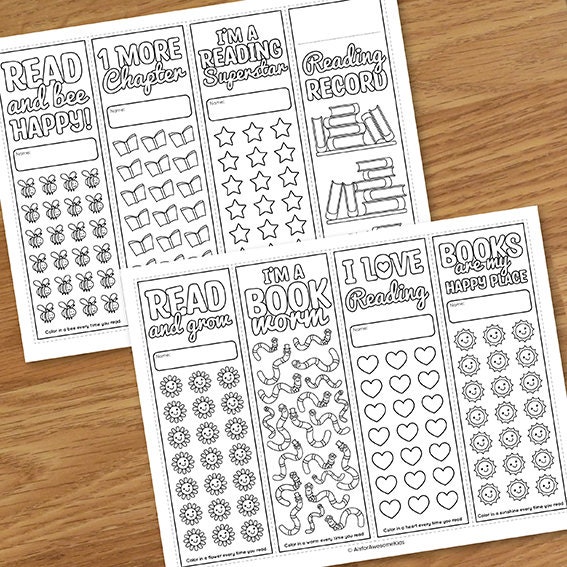 Reading Tracker Bookmarks, Children's Book Challenge Worksheet, Kids ...