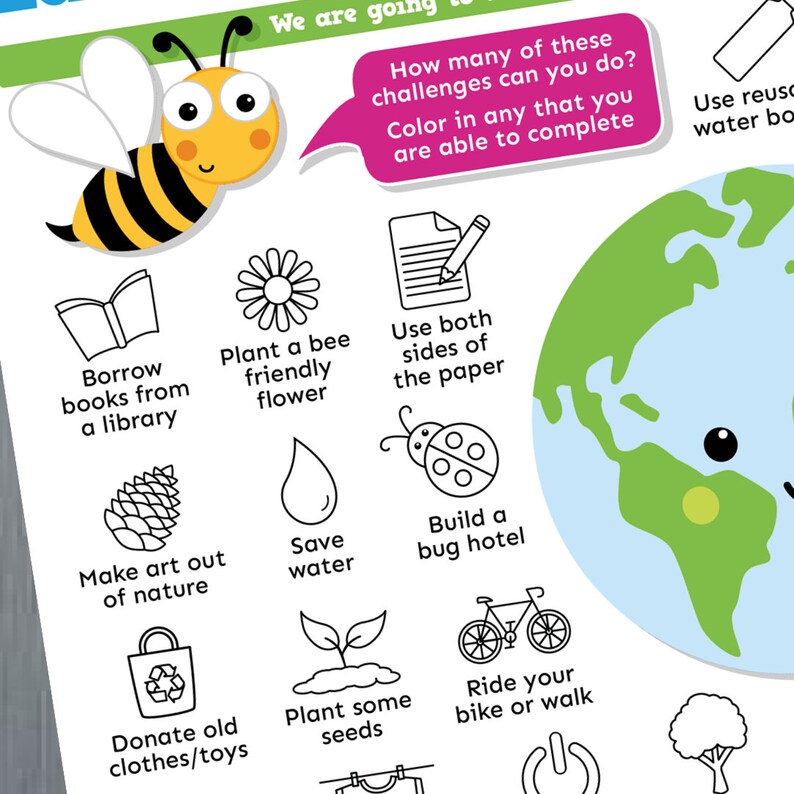 Earth Day Kindness Challenge Worksheet, Eco Friendly Nature Scavenger ...