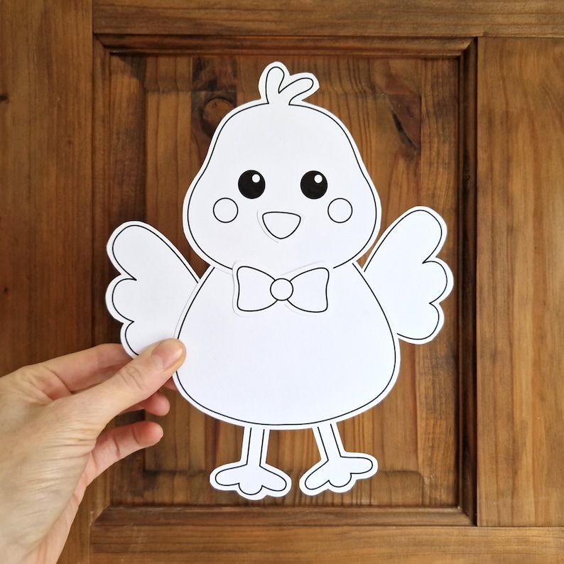 Easter Chick Cut & Paste Craft Printable, Build a Chicken Coloring ...