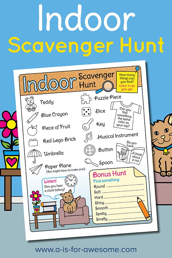 Indoor Scavenger Hunt, Kids Treasure Trail Inside, Search Find Colour ...