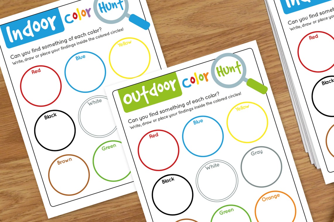 Color Scavenger Hunt Challenge, Kids Colour Treasure Trail Game ...