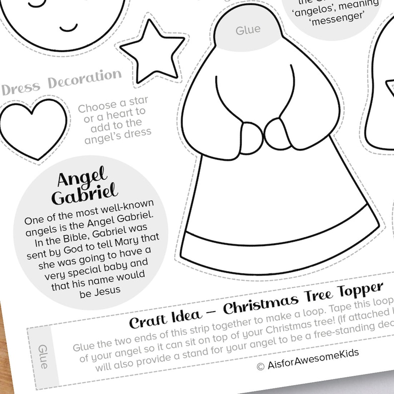 Angel Cut & Paste Craft, Christmas Fairy Color and Build Kit, Paper ...