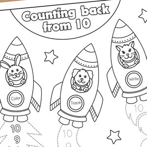 Rocket Countdown Worksheet, Kids Count Back From 10 Activity Page ...