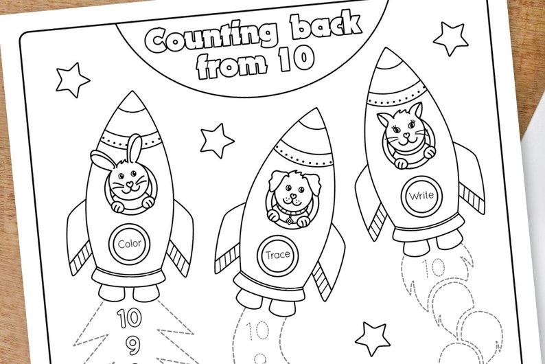 Rocket Countdown Worksheet, Kids Count Back From 10 Activity Page ...