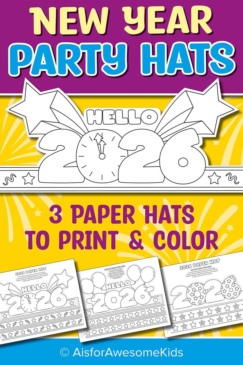 2026 New Year's Eve Paper Hats, Happy New Year Party Hat Crown, Holiday ...