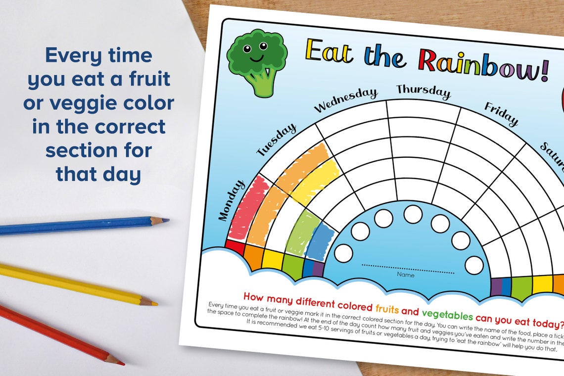 Eat the Rainbow Childrens Healthy Eating Reward Chart Kids - Etsy UK
