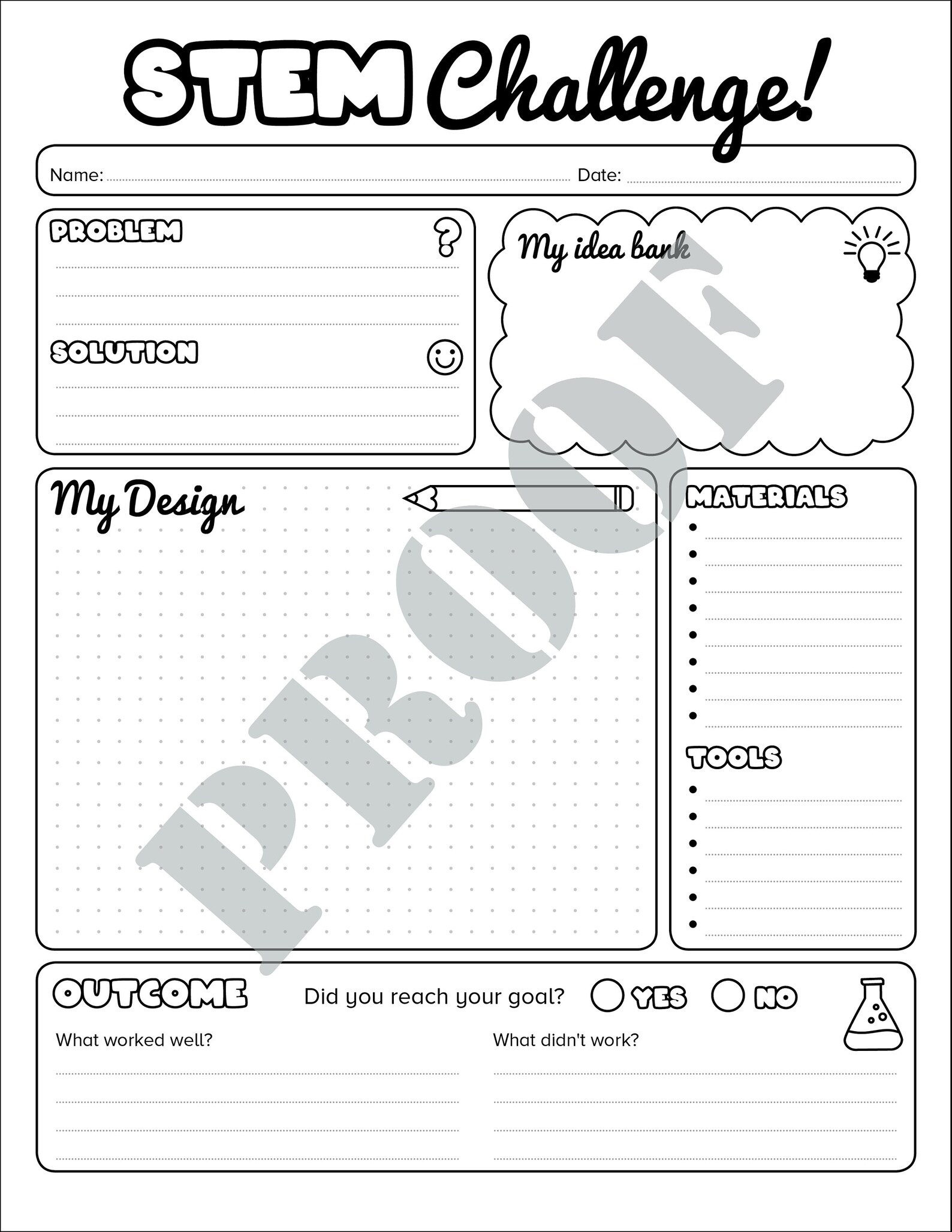 STEM Challenge Project Worksheet Planner Children's - Etsy