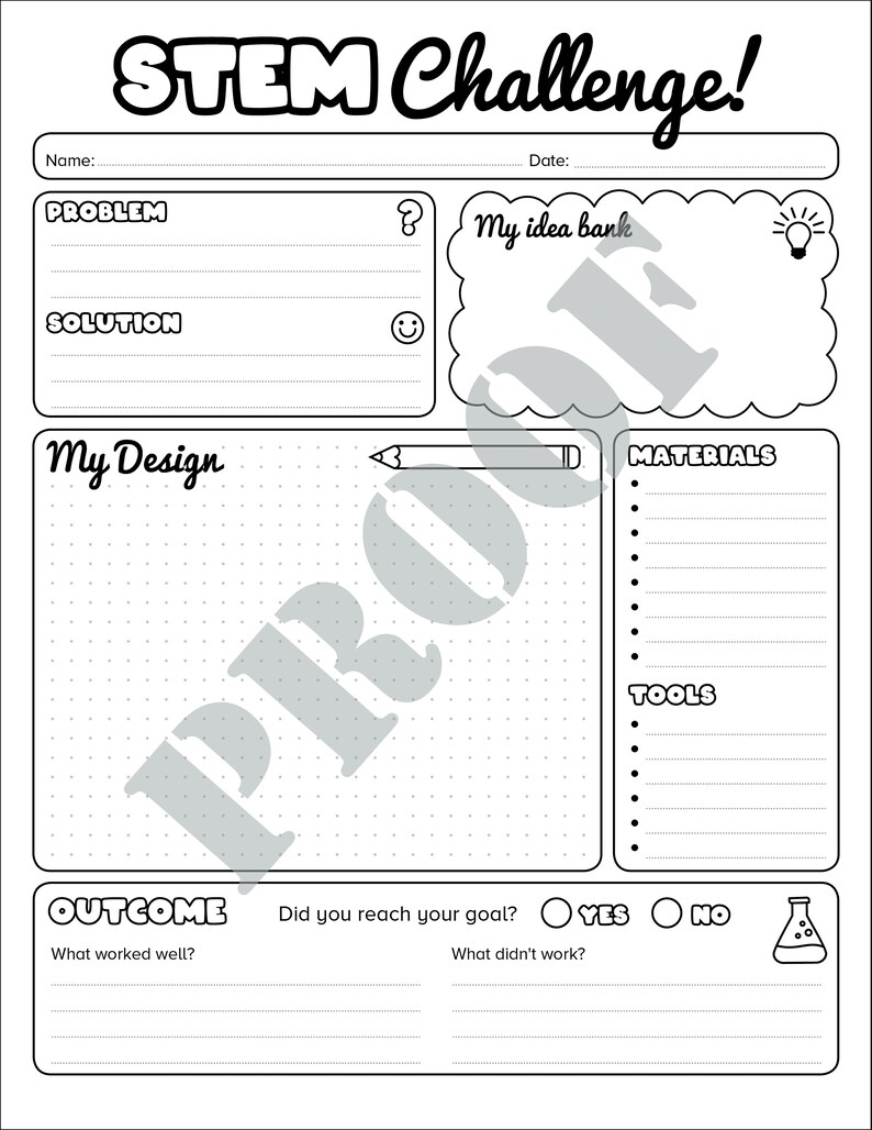 STEM Challenge Project Worksheet Planner Children's - Etsy