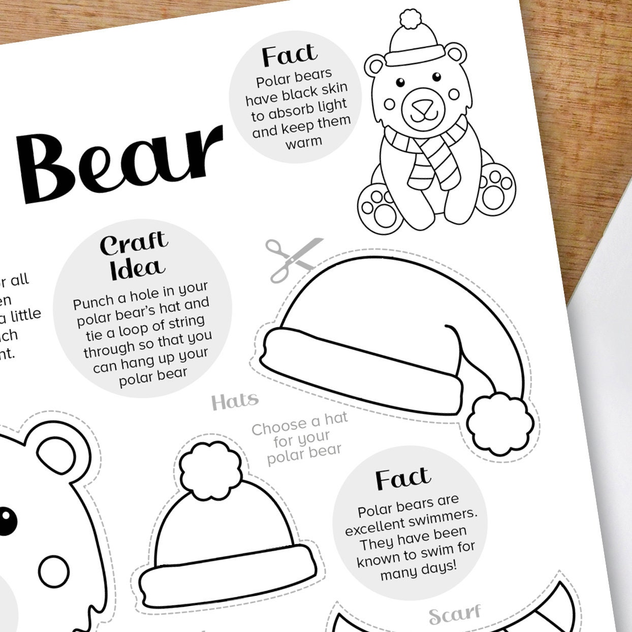 Polar Bear Cut & Paste Craft, Christmas Color and Build Kit, Paper Doll ...