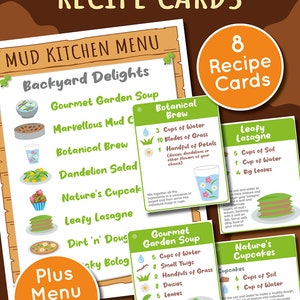 Mud Kitchen Recipe Cards, Kids Outdoor Nature Cooking Role Play Pack ...