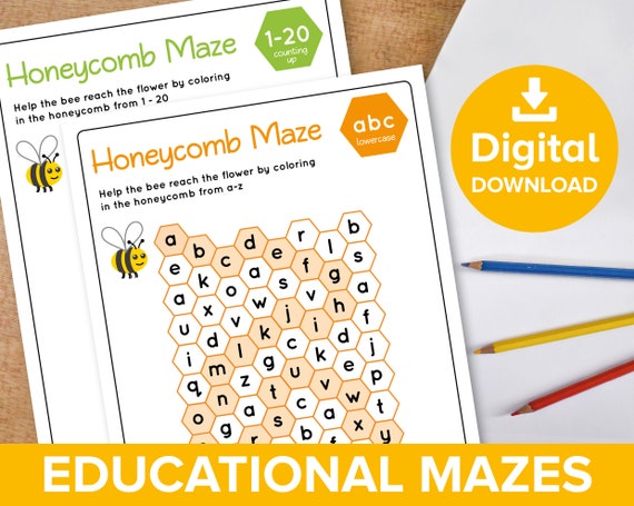 ABC Maze Challenge Worksheets Math Activity Pack Children - Etsy