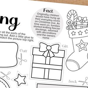 Build a Stocking Cut & Paste Craft, Christmas Eve Decoration Coloring ...