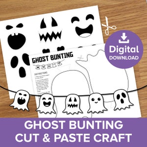 Ghost Bunting Cut & Paste Craft, Halloween Party Decoration Kit, Kids ...