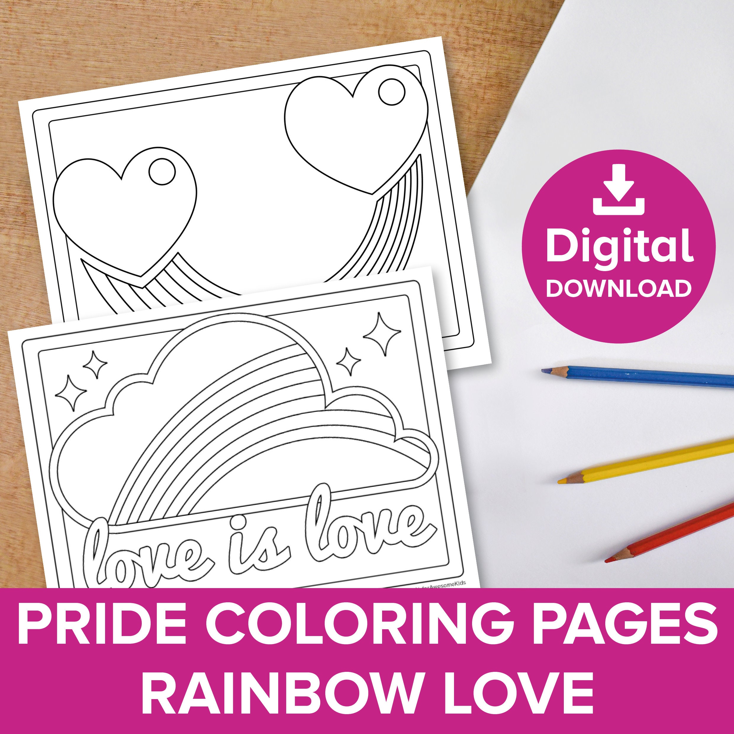 Rainbow Pride Coloring Pages, Kids Mental Health Inspirational Quotes ...