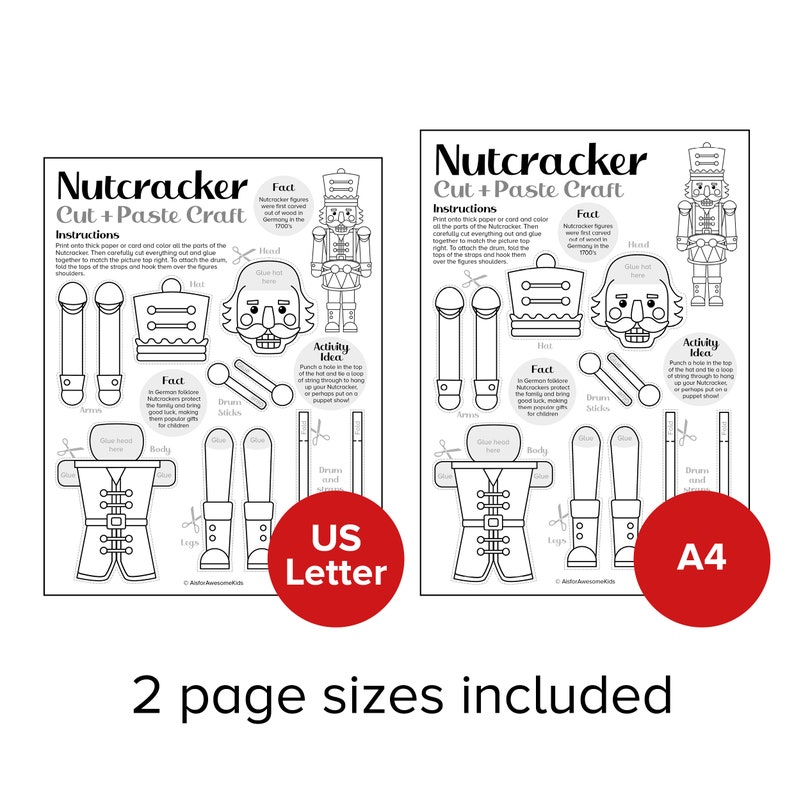 Nutcracker Cut & Paste Craft, Christmas Toy Soldier Color Build Kit ...