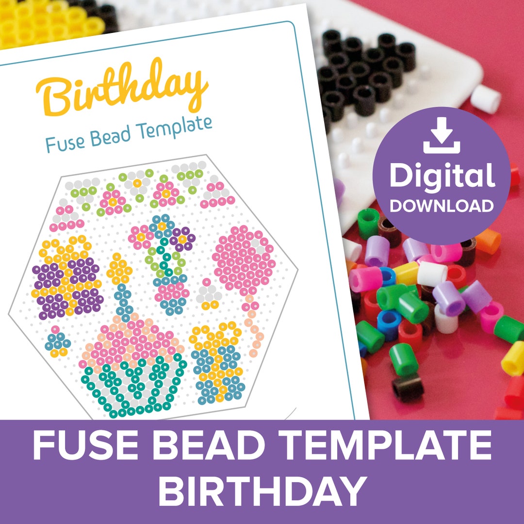 Birthday Party Fuse Bead Template, Hama Perler Nabbi Craft Gift ...