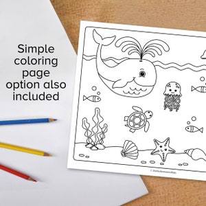 Ocean Scene Cut & Paste Craft, Sea Creatures Coloring Page Activity ...